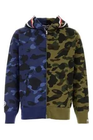 A BATHING APE Printed Cotton Split Camo Shark Sweatshirt For - Camouflage