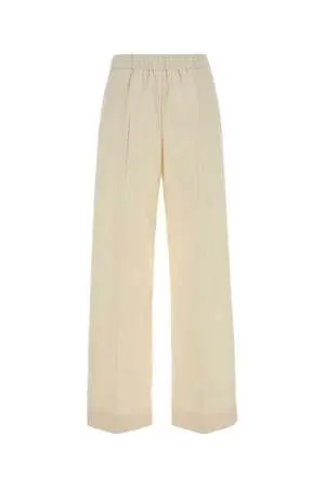JIL SANDER Ivory Cotton Wide-leg Trousers - White