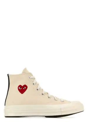 Play Comme Des Garcon Canvas Sneaker With Signature Heart Motif - White