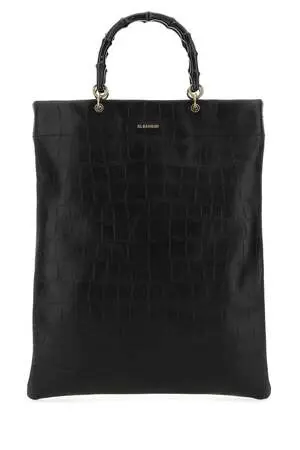 JIL SANDER Medium Shopping Leather Handbag With Golden Hardware - Black
