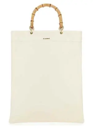 JIL SANDER Medium Leather Shopping Handbag With Golden Hardware, 32 Cm X 41 Cm X 2 Cm - White