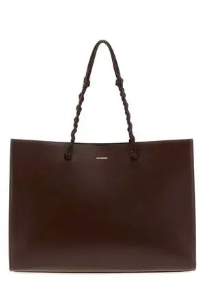 JIL SANDER Tangle Shopping Handbag With Gold-tone Hardware - Brown