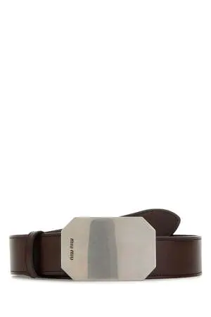 Miu Miu Chocolate Calf Leather Belt