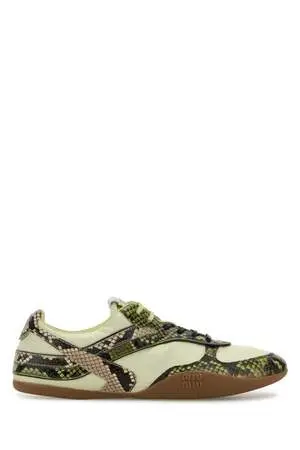 Miu Miu Leather And Fabric Sneakers With Snakeskin Detailing - Multicoloured