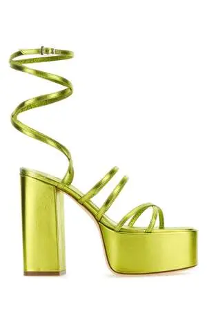 Paris Texas Acid Leather Platform Evita Sandals - Green