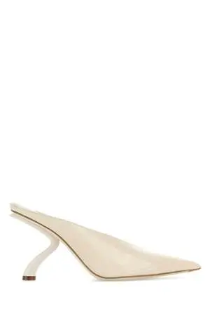 FERRAGAMO Itaca Leather Mule With 9 Cm Heel - White