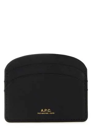 A.p.c. Leather Demi-lune Card Holder Mini Wallet 10 Cm X 8.5 Cm - Black