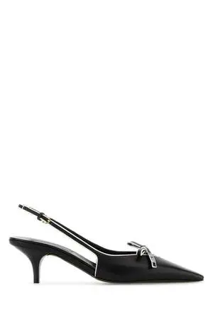 Miu Miu Nappa Leather Slingback Pumps With 5 Cm Heel - Black