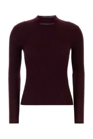 JIL SANDER Ribbed Wool-silk Blend Knit Sweater - Burgundy