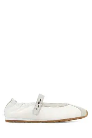 Miu Miu Suede And Fabric Ballerinas - White