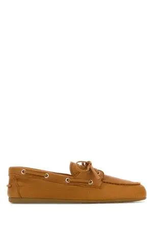 Miu Miu Deer Leather Loafers With Suede Lining And Rubber Sole - Orange