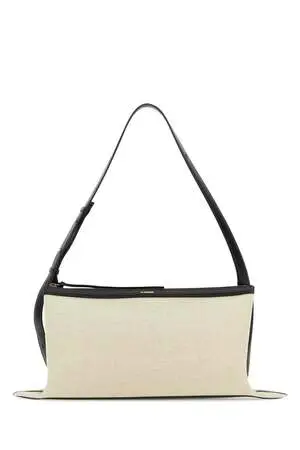 JIL SANDER Two-tone Canvas And Leather Shoulder Handbag - Multicoloured