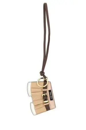 Miu Miu Ovine Leather Keyring With Golden Metal Hardware, 10 Cm X 6 Cm - Multicoloured