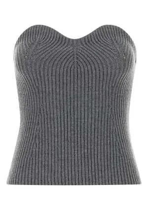 JIL SANDER Wool Blend Bodice Top - Grey