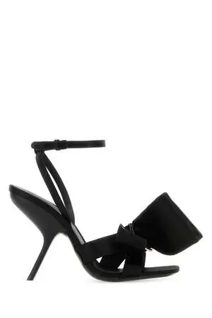 FERRAGAMO Satin Stiletto Sandals With 10.5 Cm Heel - Black