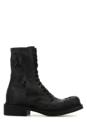 Miu Miu Leather Lace-up Combat Boots - Black