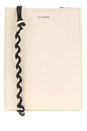 JIL SANDER Ivory Leather Mini Tangle Small Shoulder Handbag With Crossbody Strap