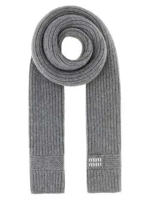 Miu Miu Wool-cashmere Scarf 190 Cm X 22 Cm - Grey