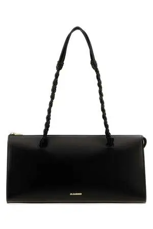 JIL SANDER Leather Tangle Tent Shoulder Handbag, 30 X 16 X 11 Cm With 22 Cm Handle - Black