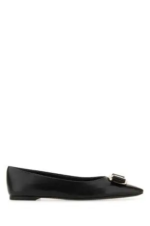 FERRAGAMO Zea Lamb Leather Ballerina Flats With Bow Detailing