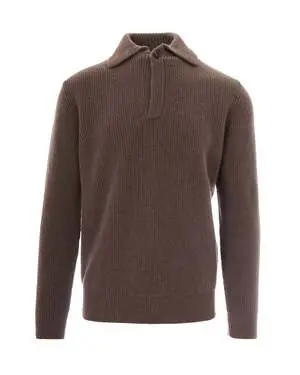 BALLANTYNE Rib-knit Collared Sweater - Marrone