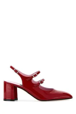 CAREL Leather Mary Jane Pumps With Block Heel - Red