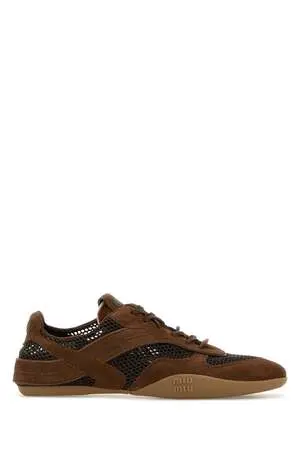 Miu Miu Suede And Mesh Sneaker - Brown