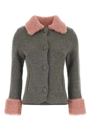 Moschino Melange Wool Blend Cardigan - Grey
