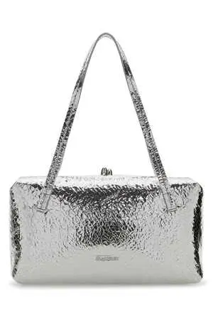 JIL SANDER Nappa Leather Pillow Shoulder Handbag With Handle, 27 Cm X 16 Cm X 9 Cm - Silver