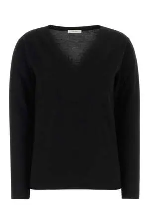 THE ROW Poesis Cashmere V-neck Sweater - Black