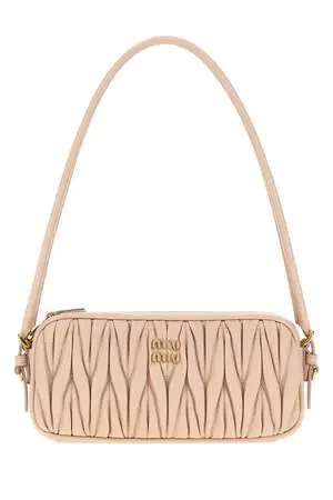 Miu Miu Miu-style Light Leather Shoulder Handbag, 20cm X 12cm X 5cm With 21cm Handle - Pink