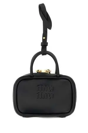 Miu Miu Miu Beau Leather Keyring Necessaire Mini Organizer 10 Cm X 8 Cm X 4 Cm - Black