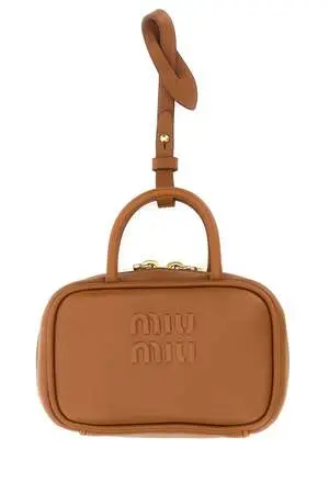 Miu Miu Beau Leather Keyring Necessaire - Camel