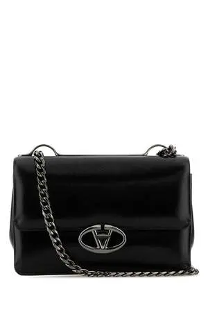 Valentino Garavani Vlogo Mini Leather Shoulder Bag With Crossbody Strap - Black