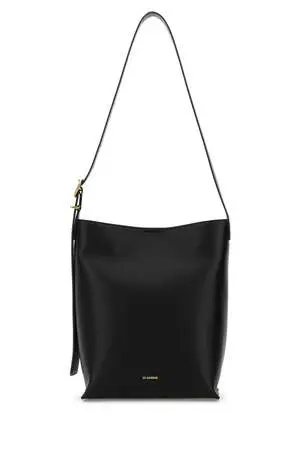 JIL SANDER Mini Cannolo Leather Shoulder Handbag With Adjustable Strap, 24 Cm - Black