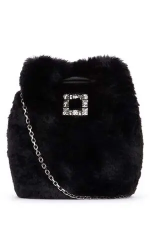 ROGER VIVIER Fur-trim Aumonière Evening Bag