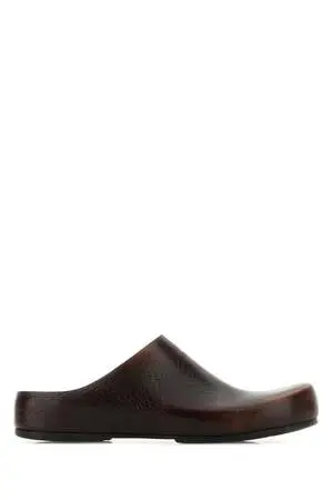 Miu Miu Leather Slippers - Brown