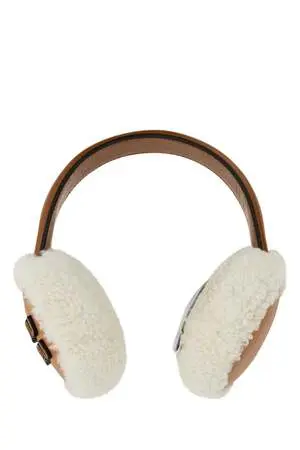 Miu Miu Leather And Shearling Earmuffs - Camel
