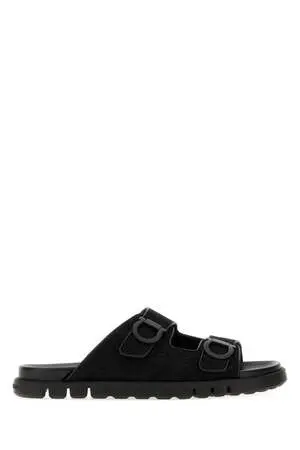 FERRAGAMO Jacquard Colly Slippers - Black