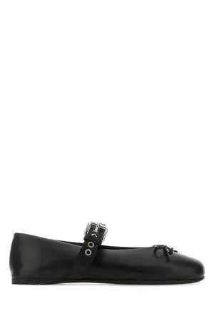 Miu Miu Leather Ballerinas - Black