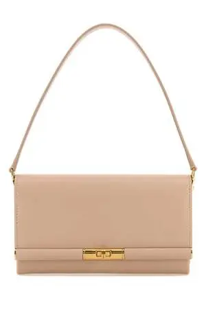 Dolce & Gabbana Marlene Leather Clutch Bag With Golden Metal Finish - Pink