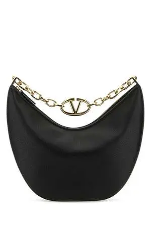 Valentino Garavani Medium Vlogo Moon Hobo Shoulder Handbag - Black