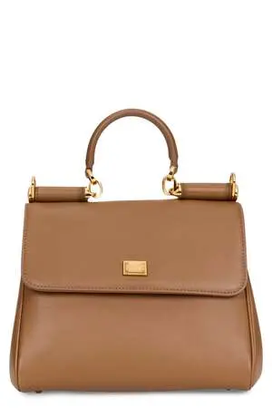 Dolce & Gabbana My Sicily Leather Handbag - Camel