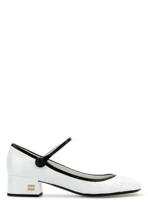 Miu Miu Leather Pumps With 4 Cm Heel - White