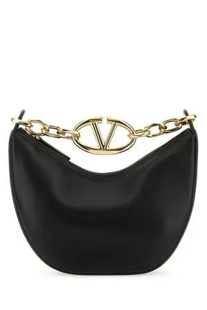 Valentino Garavani Small Vlogo Moon Hobo Handbag In Leather - Black