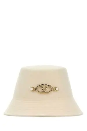 Valentino Garavani Felted Bucket Hat With Gold Tone Vlogo Detail