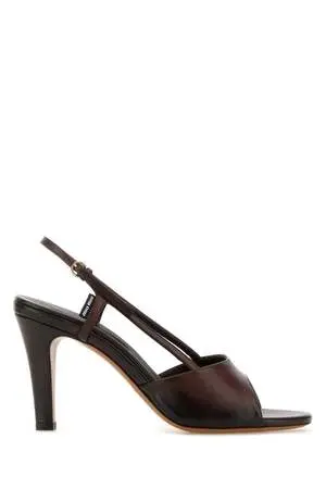 Miu Miu Leather Sandals With 9 Cm Heel - Brown