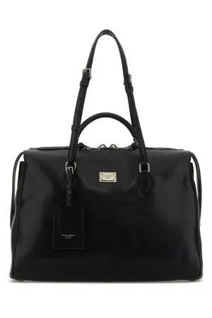 Dolce & Gabbana Vittoria Leather Handbag With Silver-tone Hardware, 39.5 Cm Width