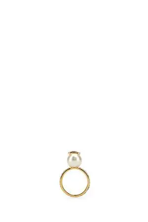 Valentino Garavani Vlogo Signature Ring With Pearl & Rhinestone Embellishment - Gold