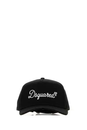 Dsquared2 Cotton Baseball Cap With Logo Applique - Black